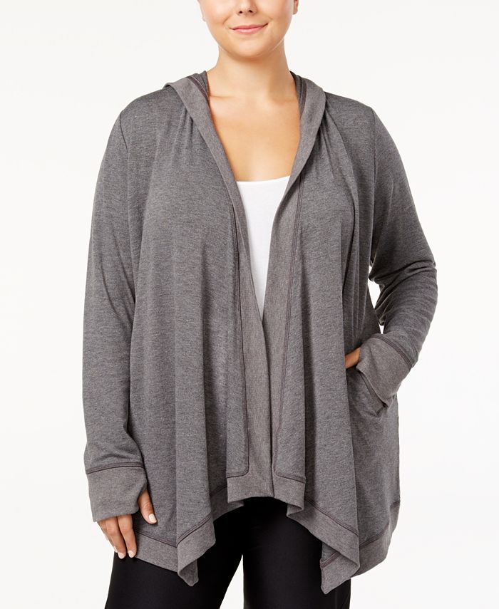 Ideology Plus Size Hooded Open-Front Wrap, Created for Macy's - Macy's