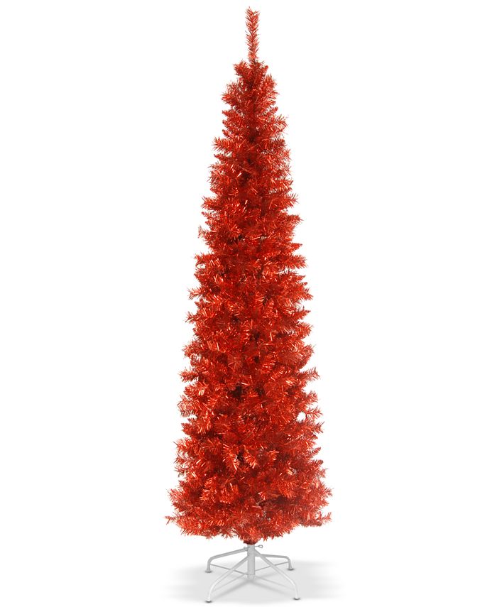 National Tree Company 6' Red Tinsel Tree With Metal Stand - Macy's