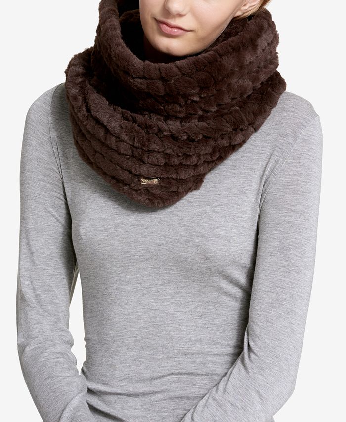 Calvin Klein Faux-Fur Infinity Scarf - Macy's