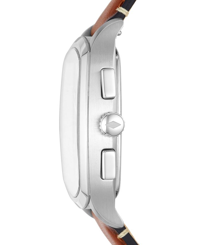 Fossil Men's Knox Dual Time Brown Leather Strap Watch 38x32mm - Macy's