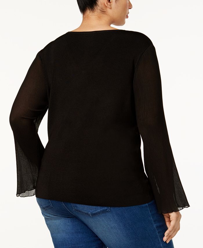 Inc International Concepts I N C Plus Size Sheer Bell Sleeve Top