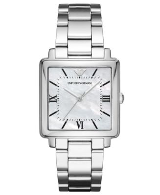 Emporio Armani Women's Modern Square Stainless Steel Bracelet Watch ...