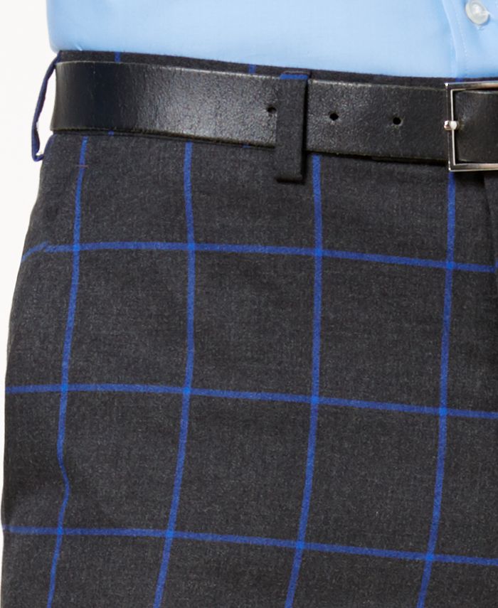 Sean John Men's Slim-Fit Charcoal Windowpane Pants - Macy's