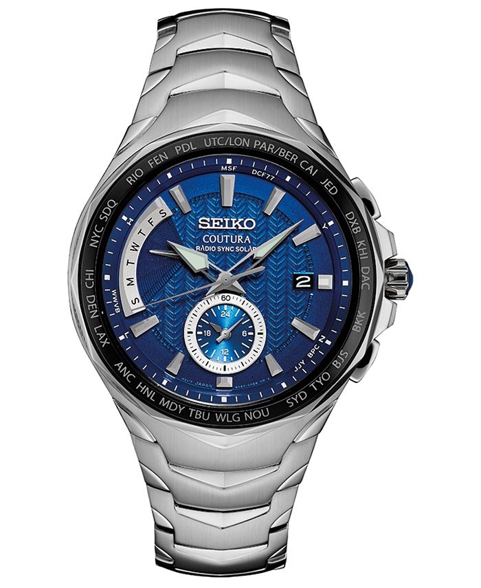 Seiko Men's Solar Coutura Radio Sync Stainless Steel Bracelet Watch ...