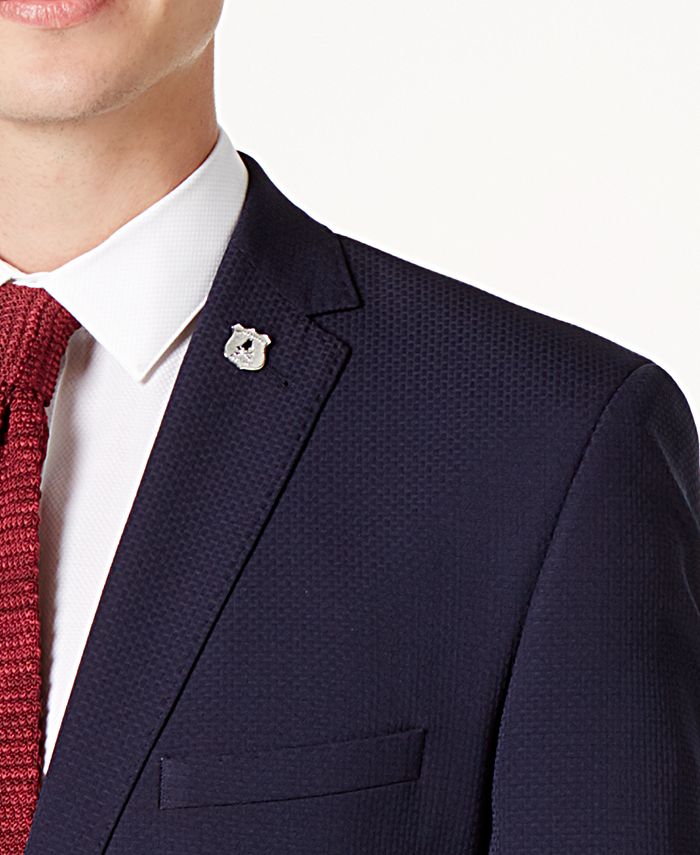 Nick Graham Men's Slim-Fit Navy Textured Jacket - Macy's