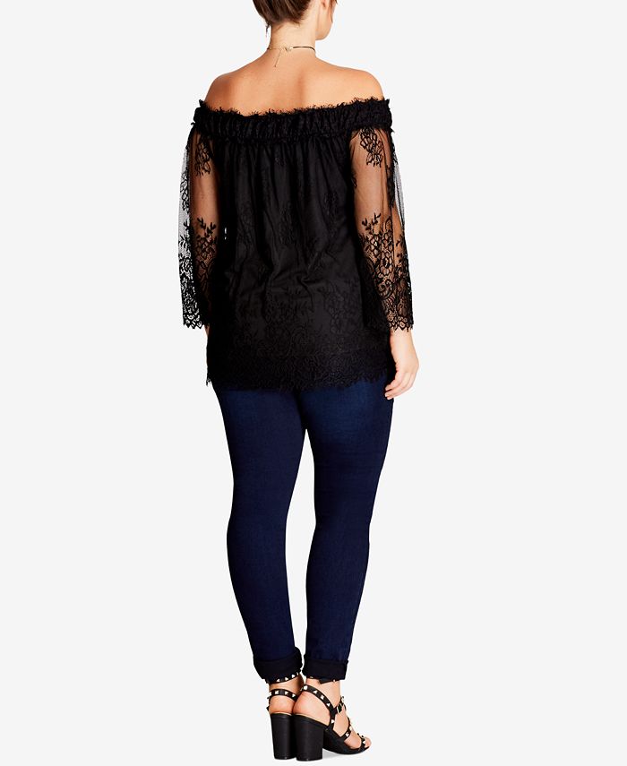 City Chic Trendy Plus Size Off The Shoulder Lace Top Macys