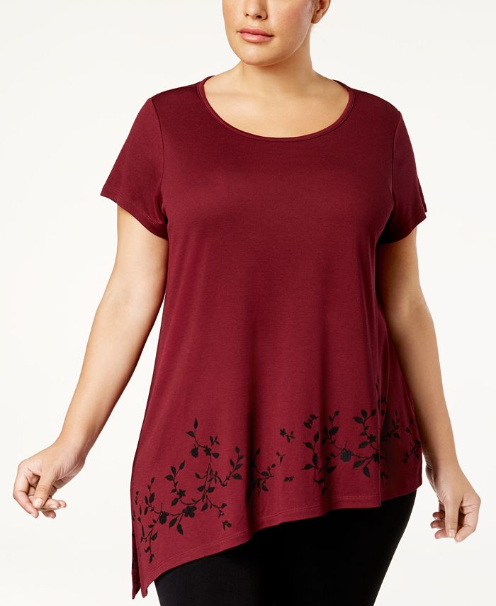Love Scarlett Plus Size Printed Asymmetrical Tunic Top - Macy's