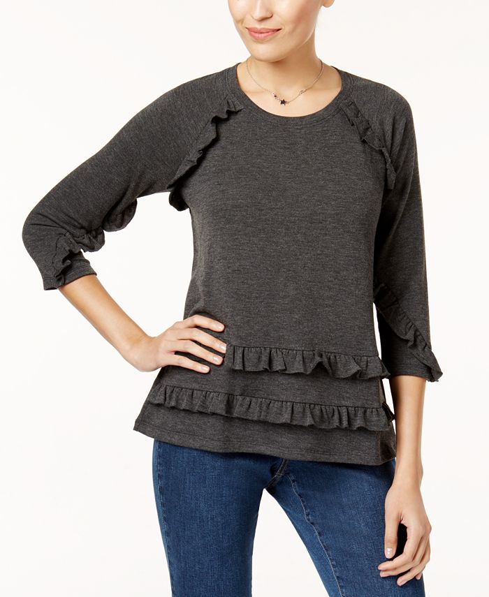 Style & Co Petite Ruffle-Trim Top, Created for Macy's - Macy's