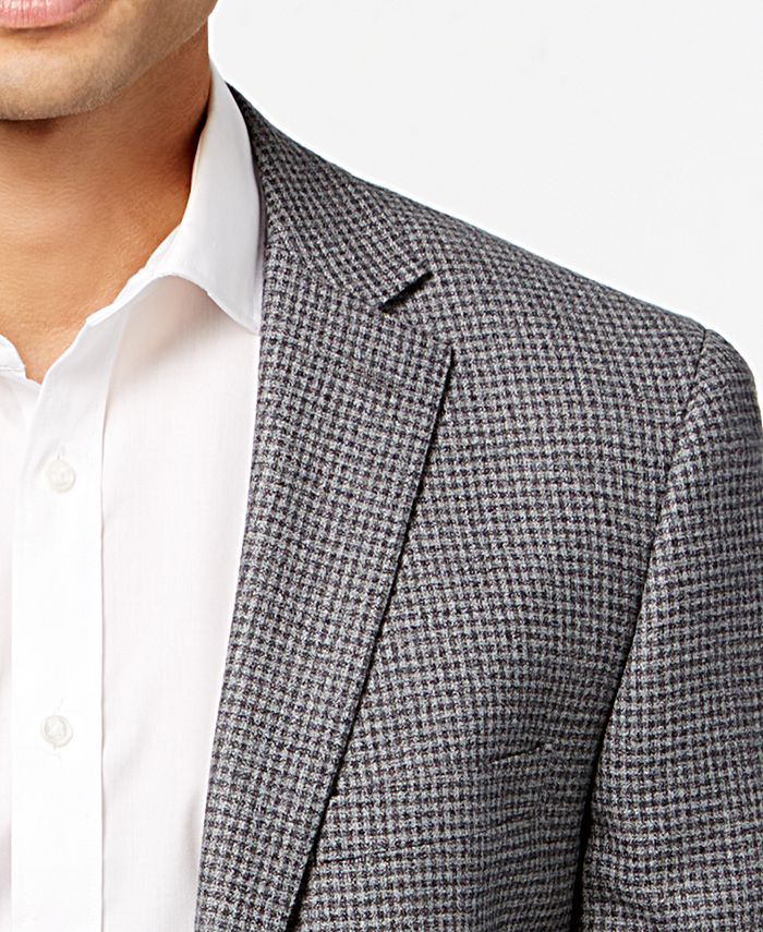 Vince Camuto Men's Slim-Fit Gray Micro-Check Wool Sport Coat - Macy's
