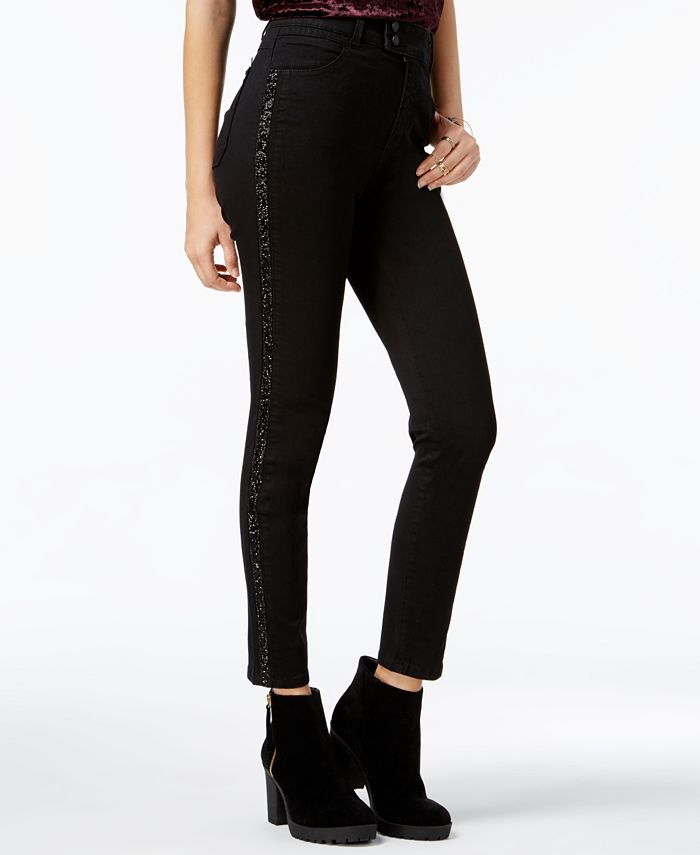 REWIND Juniors' Embellished-Side Skinny Ankle Jeans - Macy's