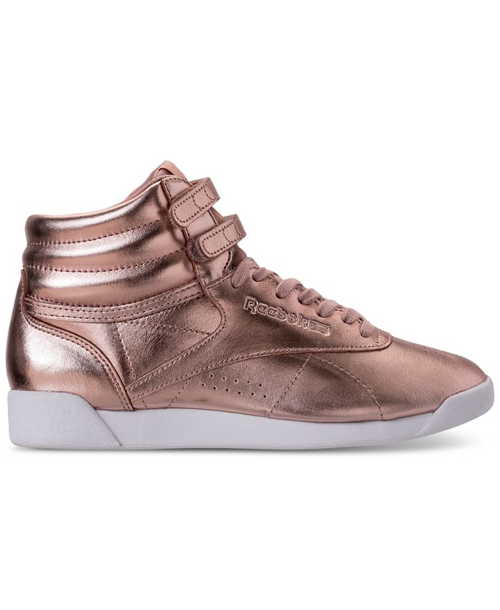 Reebok Women's Freestyle Hi Top Metallic Casual Sneakers from Finish ...