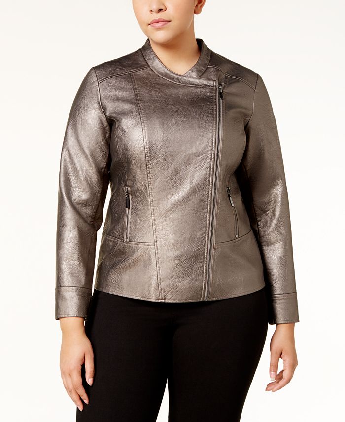 Alfani Plus Size Metallic Moto Jacket, Created for Macy's - Macy's