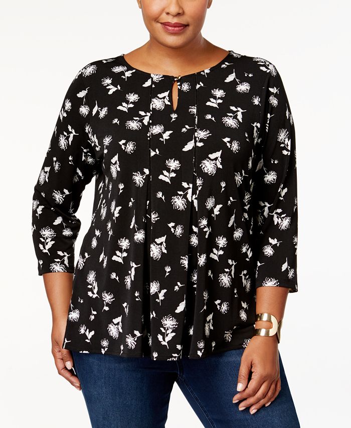 Charter Club Plus Size Floral-Print Top, Created for Macy's - Macy's