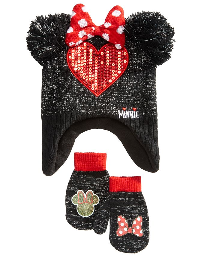 Minnie Mouse Disney's® 2-Pc. Heart Hat & Mittens Set, Toddler Girls ...