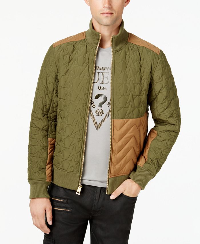 GUESS Men's Quilted Colorblocked Coat - Macy's