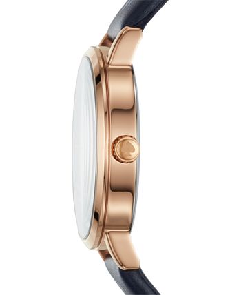 kate spade new york Women's Metro Blue Floral Leather Strap Watch 34mm ...