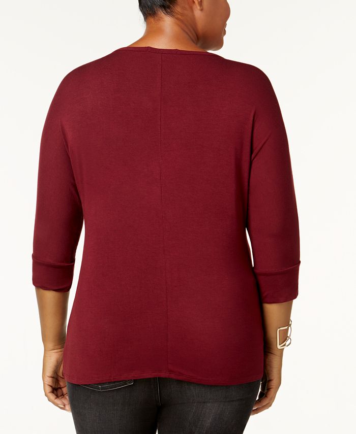 Belldini Plus Size Grommeted Dolman-Sleeve Tunic Top - Macy's