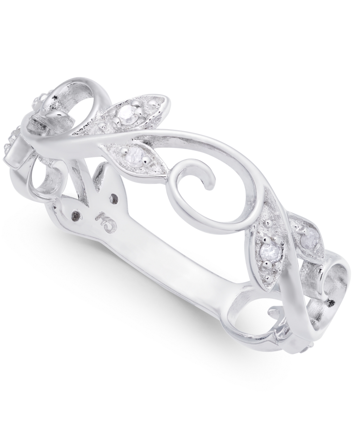 Click here for Diamond Vine & Leaf Ring (1/10 ct. t.w.) in Sterli... prices