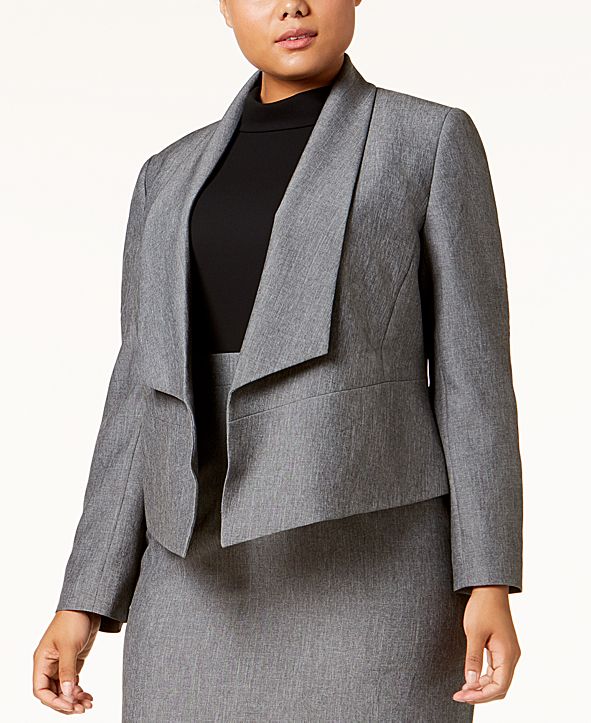 Nine West Plus Size Flyaway Jacket & Reviews - Jackets & Blazers ...