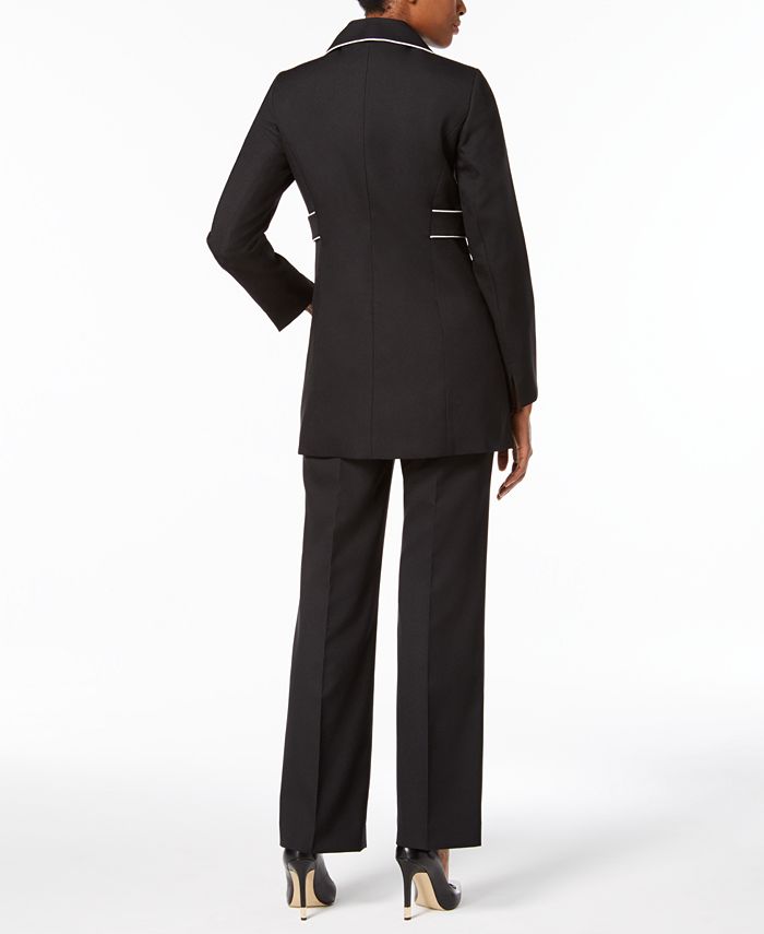 Le Suit Piped Three-Button Pantsuit - Macy's