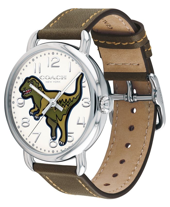 COACH Unisex Delancey & Rexy Fatigue Leather Strap Watch 40mm - Macy's