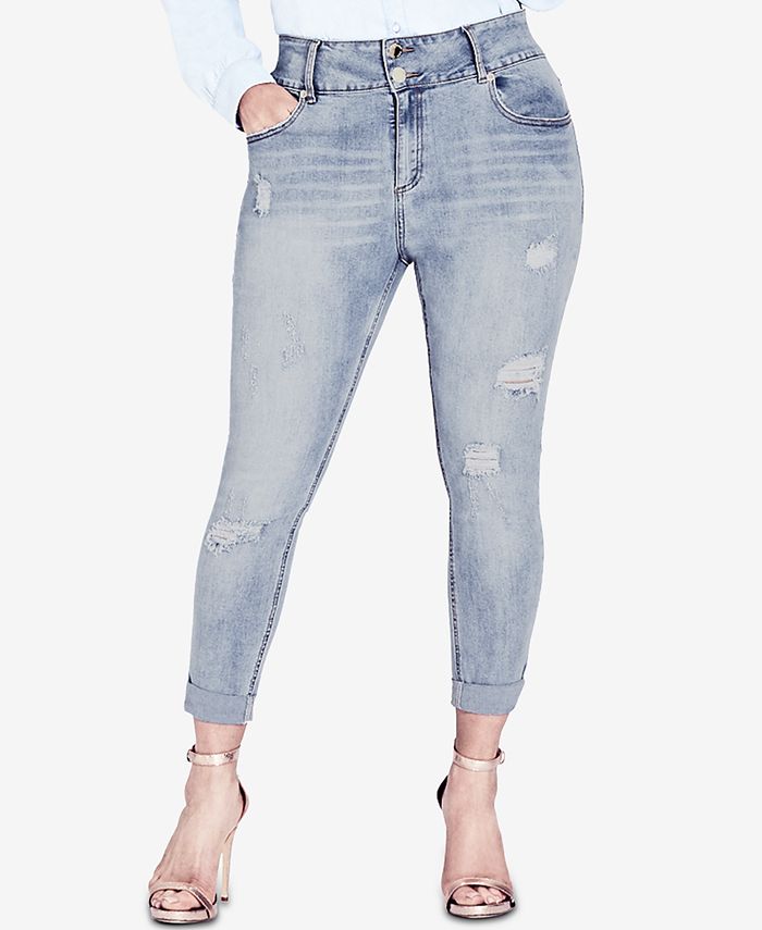 City Chic Trendy Plus Size Ripped Skinny Jeans - Macy's