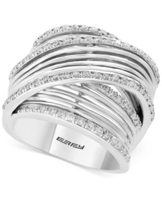 EFFY® Diamond Multi-Row Overlap Ring (3/4 ct. t.w.) in 14k White Gold - Macy's