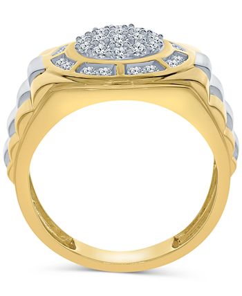 Macy's Men's Diamond Cluster Two-Tone Ring (1 ct. t.w.) in 10k Gold ...