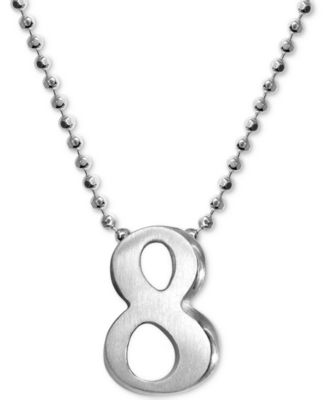 Alex Woo Number 8 Pendant Necklace in Sterling Silver - Macy's