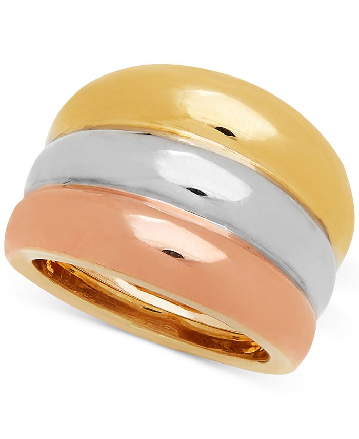 Italian Gold Tri-Color Band Statement Ring in 14k Gold - Macy's