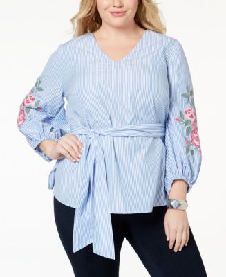 I.N.C. Plus Size Embroidered Top, Created for Macy's - Macy's