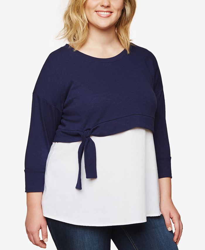 Motherhood Maternity Plus Size Layered-Look Nursing Top - Macy's