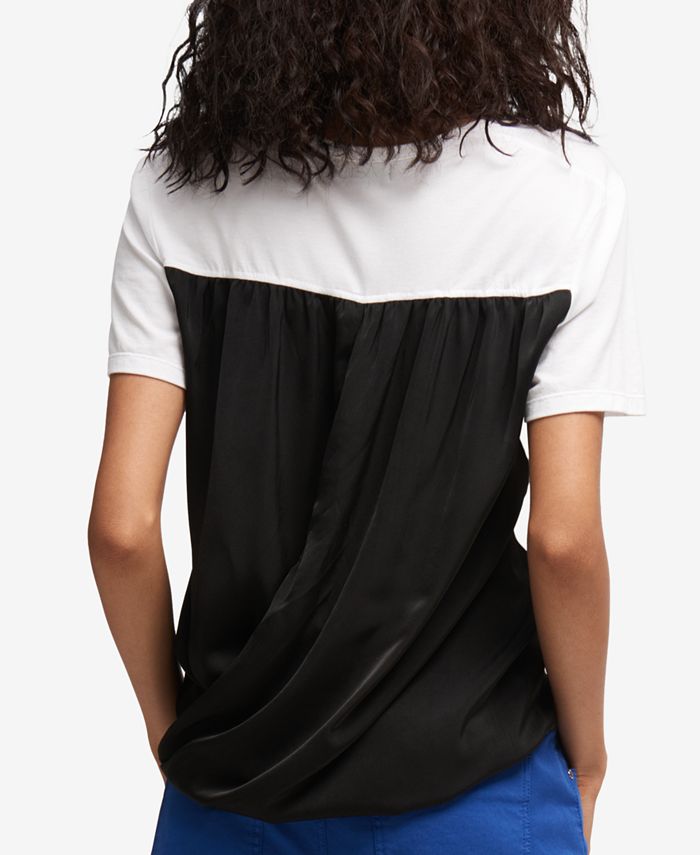 DKNY Mixed-Media Draped Back Top, Created for Macy's - Macy's