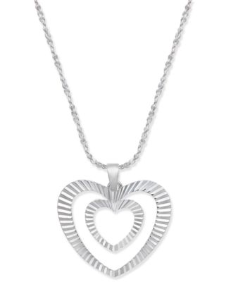 Giani Bernini Double Heart Pendant Necklace in Sterling Silver, 18" + 2 ...
