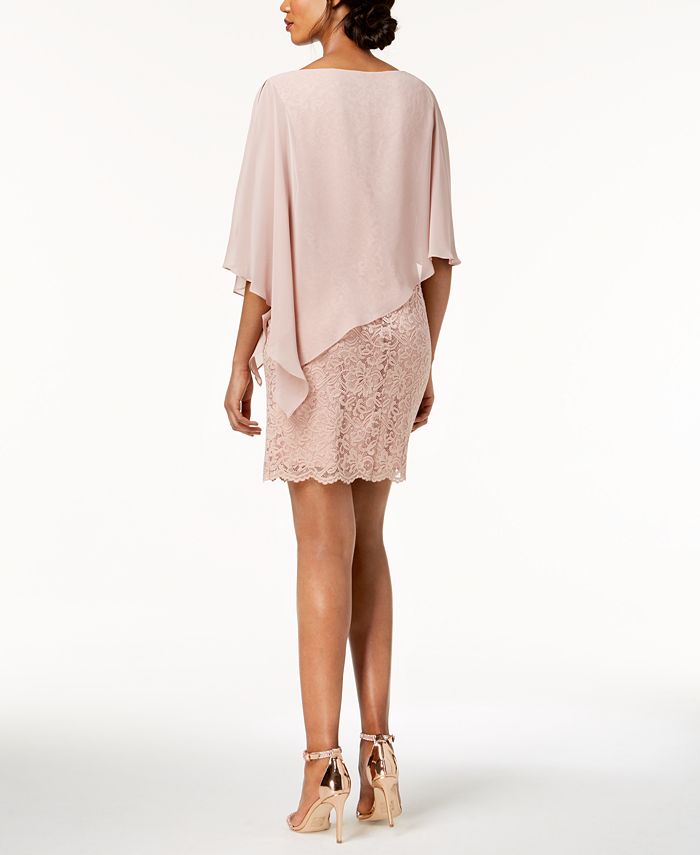 Connected Lace & Chiffon Caplet Dress - Macy's