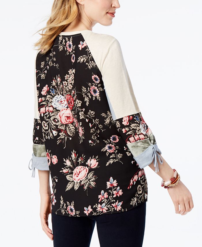 Style & Co Mixed-Print Top, Created for Macy's & Reviews - Tops - Women ...