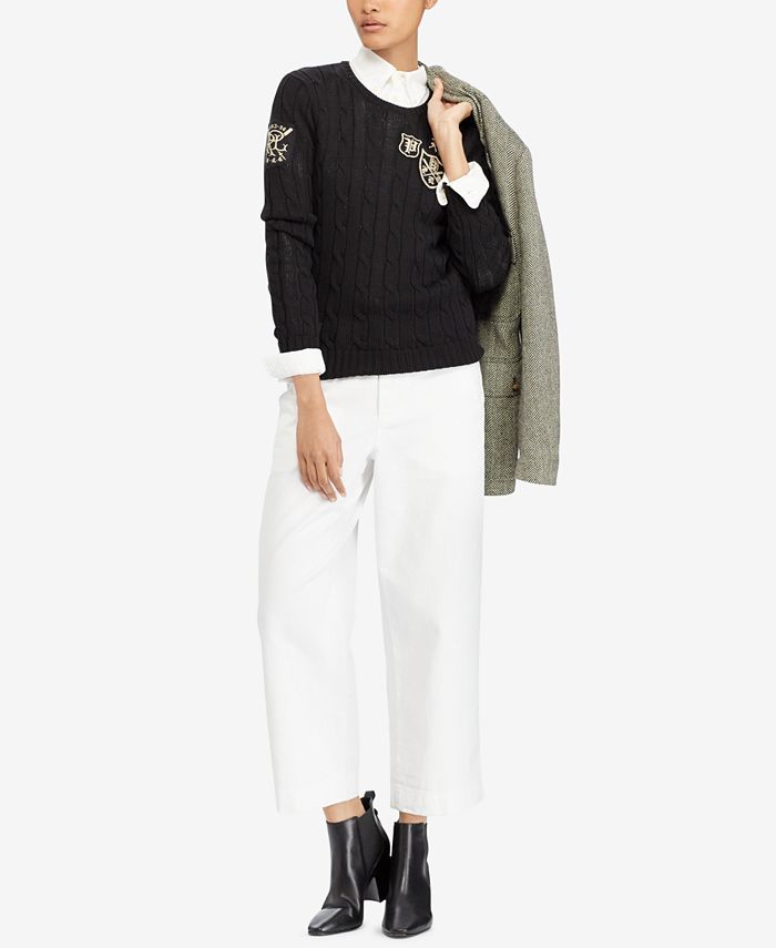 Polo Ralph Lauren Patchwork Cable-Knit Sweater - Macy's