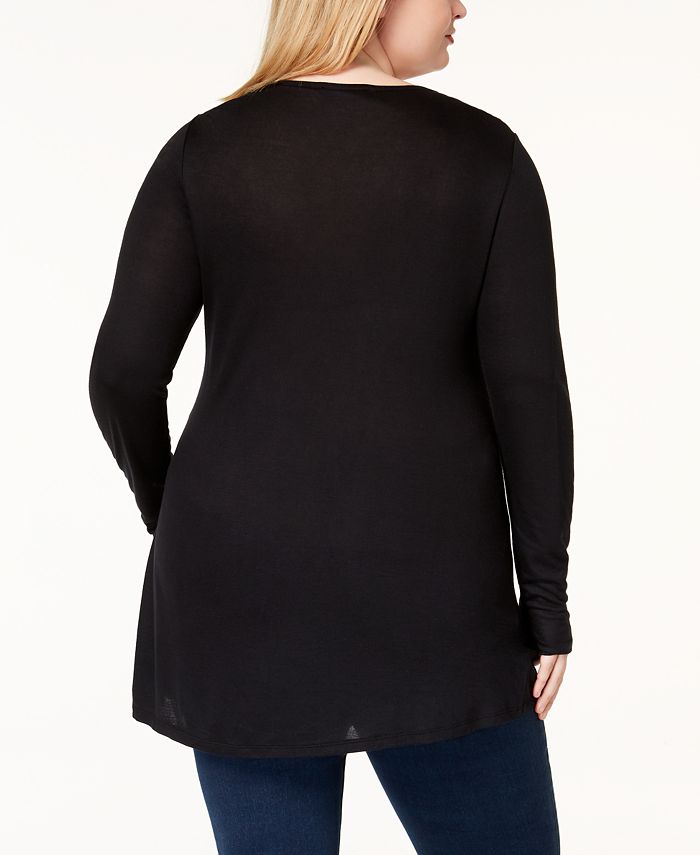 INC International Concepts I.N.C. Plus Size Twist-Front High-Low Top ...