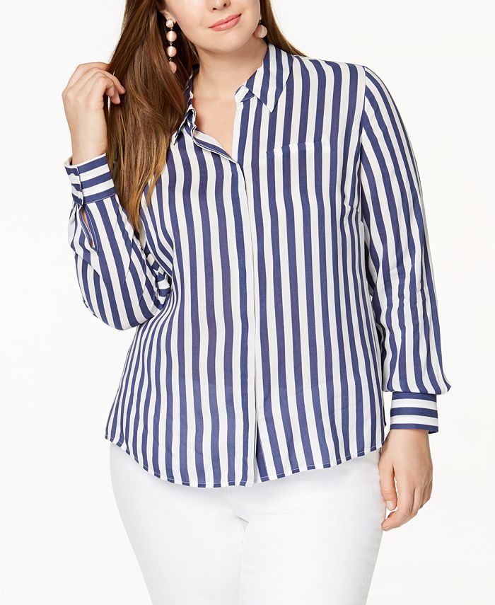 Inc International Concepts I N C Plus Size Striped Shirt Created For
