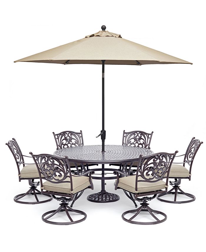Agio Chateau Outdoor Aluminum 7-Pc. Set (60" Round Dining Table & 6 ...