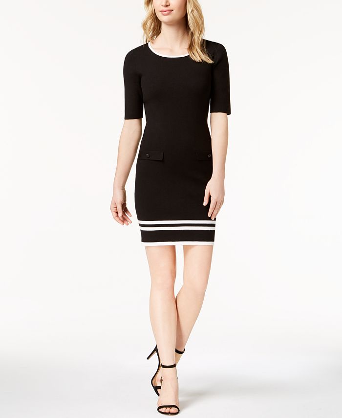 Anne Klein Contrast-Knit Shift Dress - Macy's