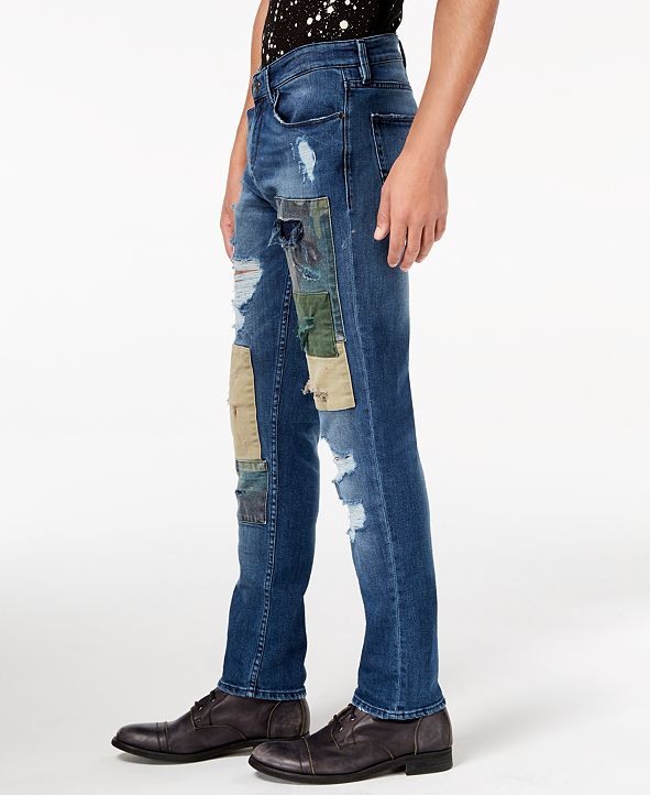 GUESS Men's Slim Tapered Fit Stretch Ripped Jeans & Reviews - Jeans ...
