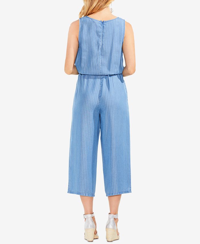 Vince Camuto Striped Chambray Jumpsuit - Macy's