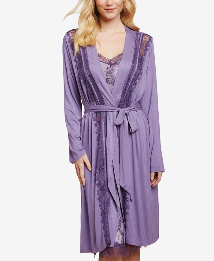 Jessica Simpson Nursing Lace-Trim Belted Robe - Macy's