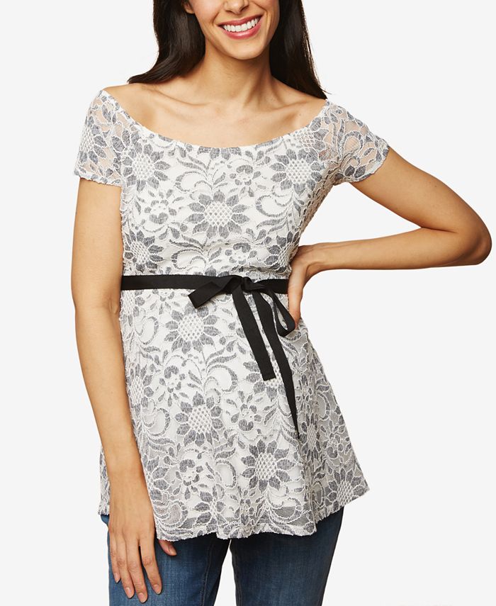 Motherhood Maternity Off-The-Shoulder Lace Top - Macy's