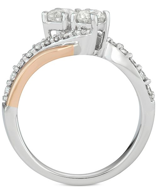 Two Souls, One Love® Diamond Two-Stone Two-Tone Engagement Ring (1 ct ...