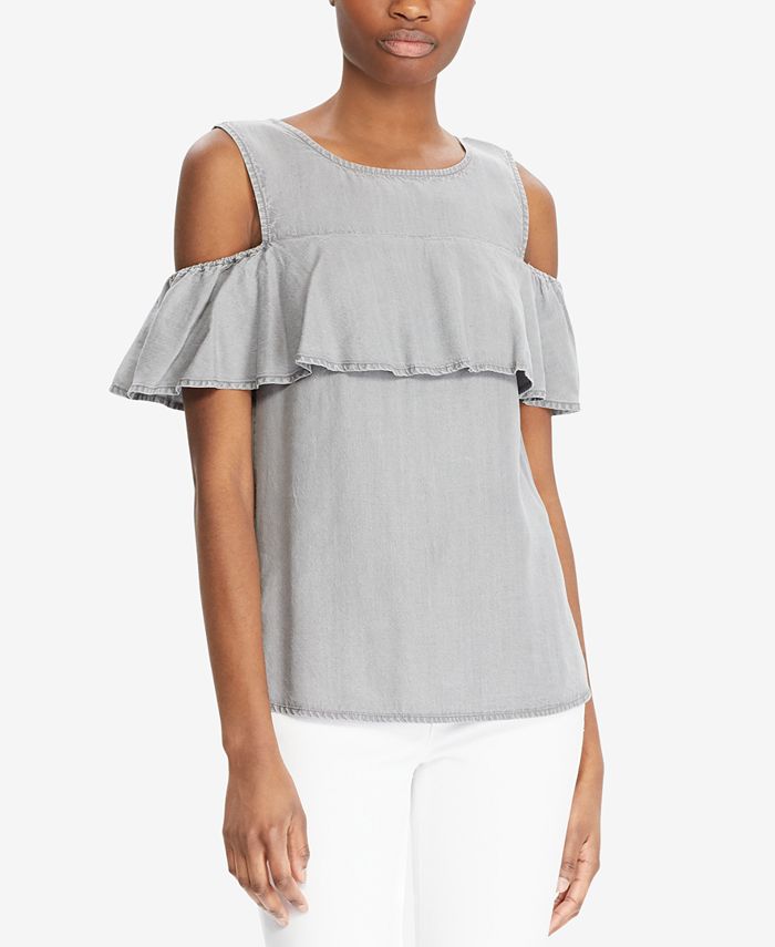 Lauren Ralph Lauren Ruffled Twill Top - Macy's