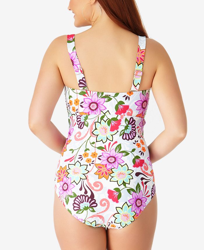 Anne Cole Plus Size Fleetwood Floral Bandeau One Piece Swimsuit Macys