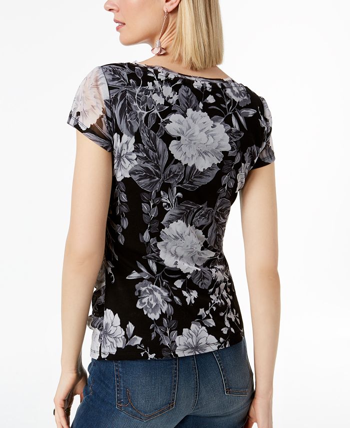 INC International Concepts I.N.C. Petite Printed Double-Layer Ruched ...