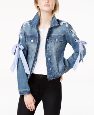 Maison Jules Lace-Up Denim Jacket, Created for Macy's - Macy's